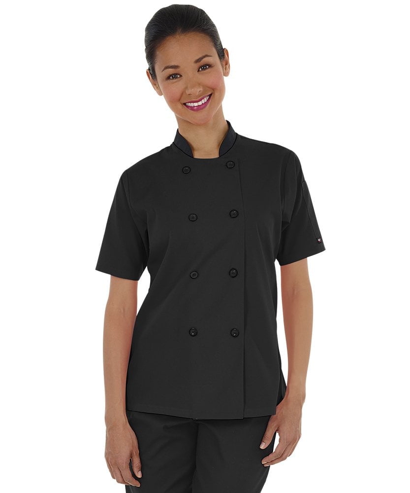 Women's Lightweight Short Sleeve Chef Coat - Chef Coat Women, Black ...