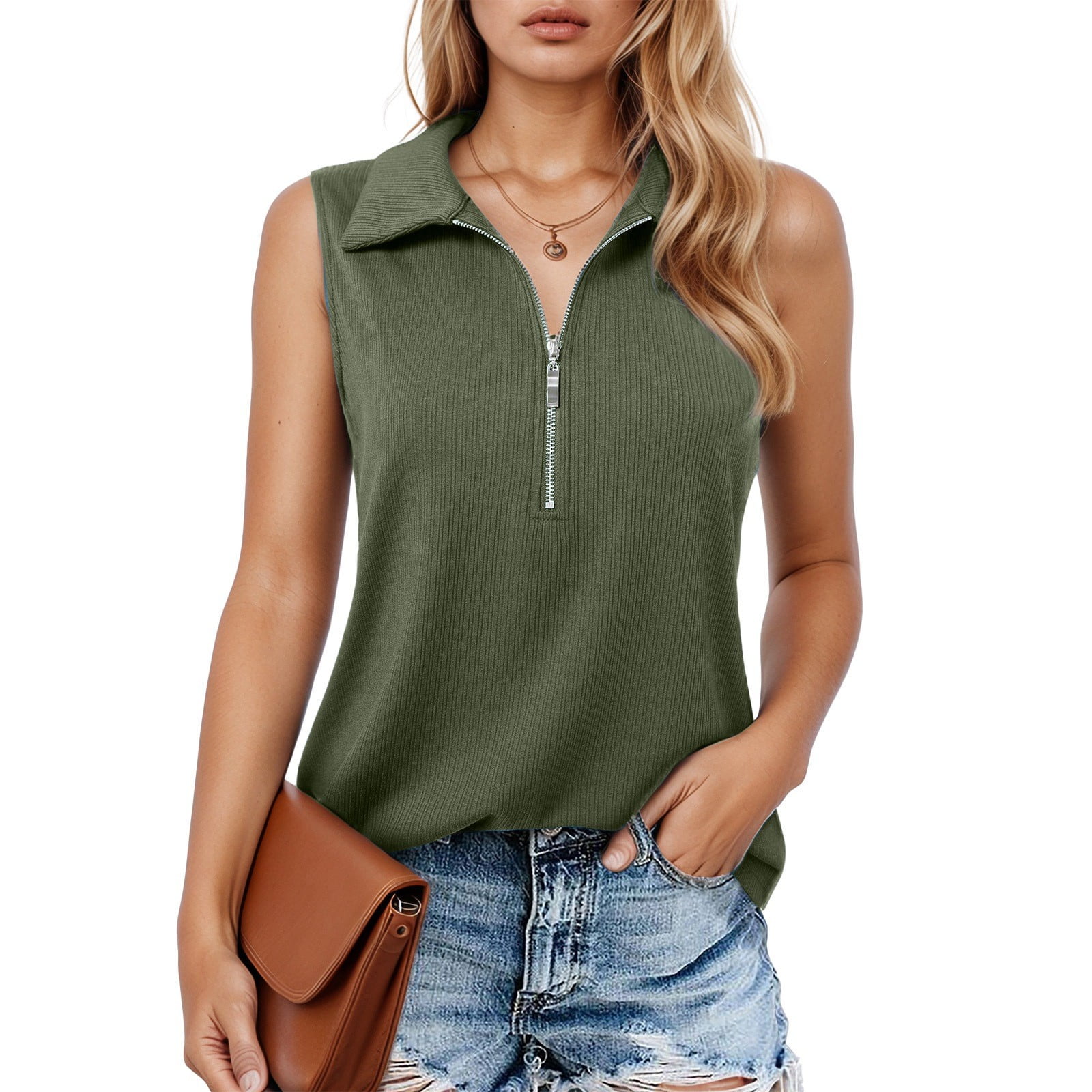 Women's Lightweight Tanks And Camisole For Everyday Use Stylish Zipper ...