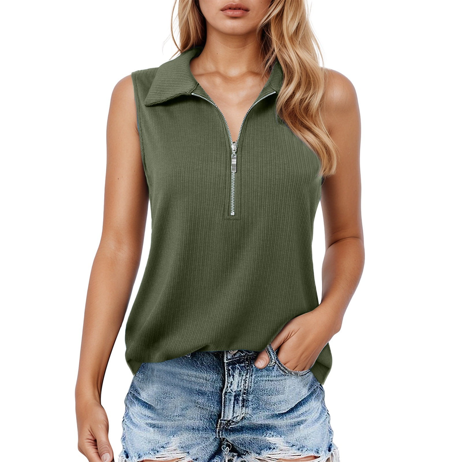 Women's Lightweight Tanks And Camisole For Everyday Use Stylish Zipper ...