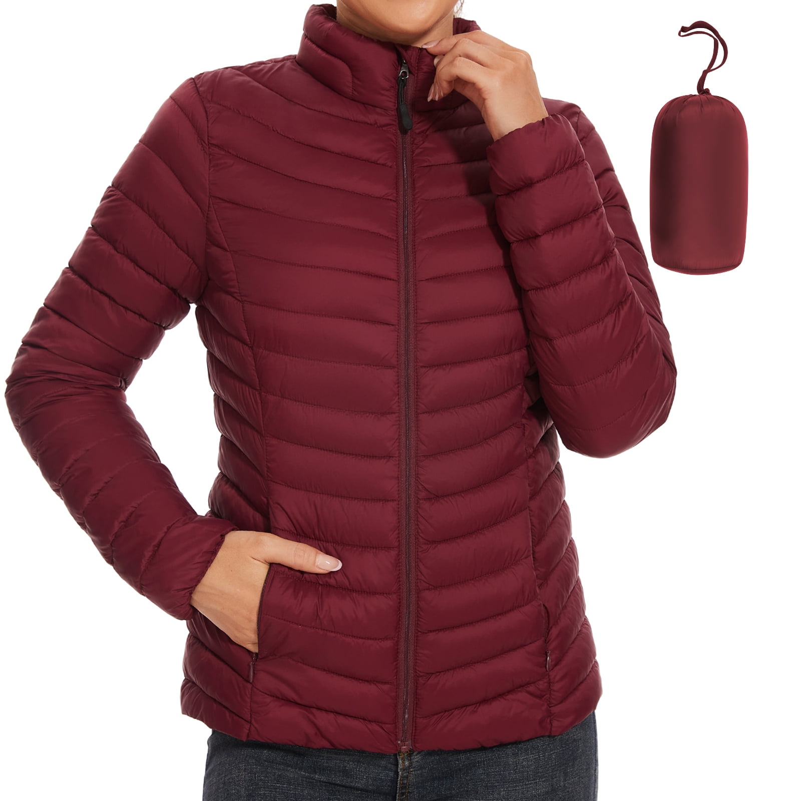 Women's Lightweight, Warm, Packable Winter Puffer Jacket with Stand ...
