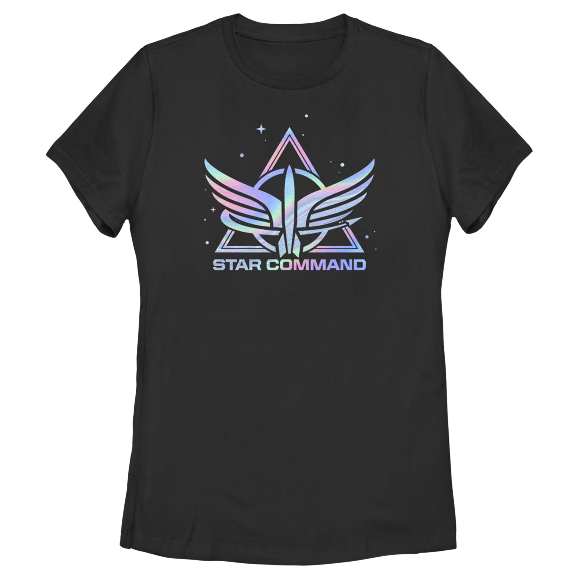 Women's Lightyear Holographic Star Command Logo Graphic Tee Black Large - Walmart.com