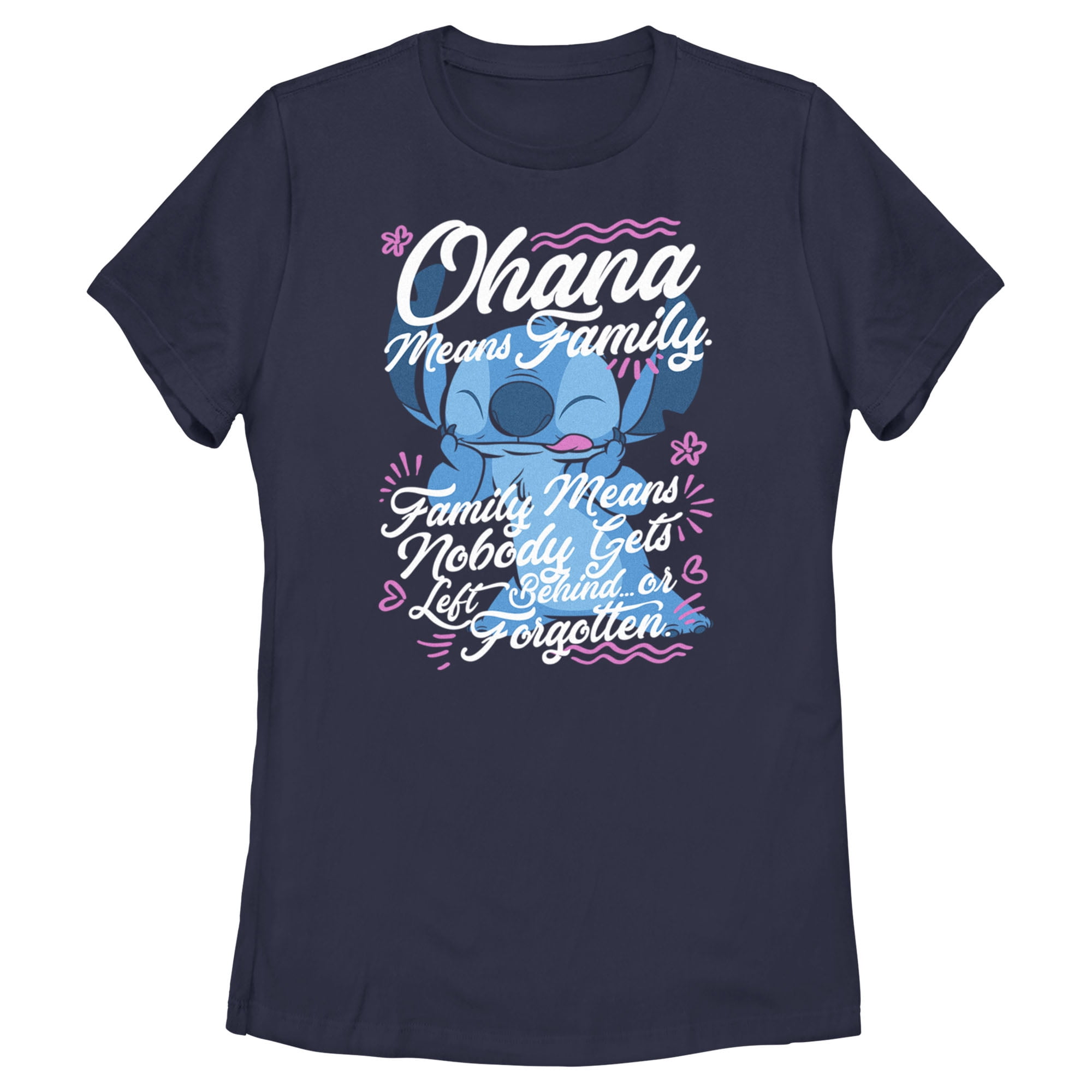 Women's Lilo & Stitch Ohana Means Family Graphic Tee Navy Blue Large ...