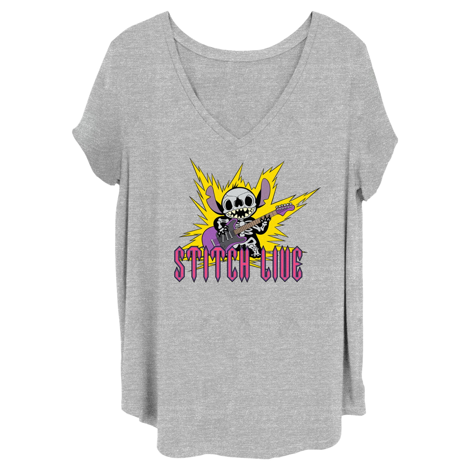Women's Lilo & Stitch Rocker Stitch Live Graphic Tee Heather Gray 3X ...