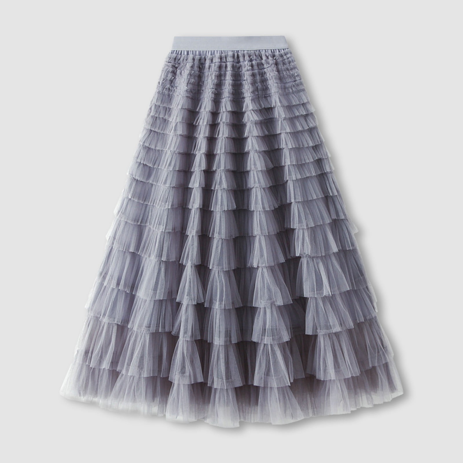 Women's A Line Pleated Skirt Long Tutu Skirt Ruffle Mesh Vintage Calf ...