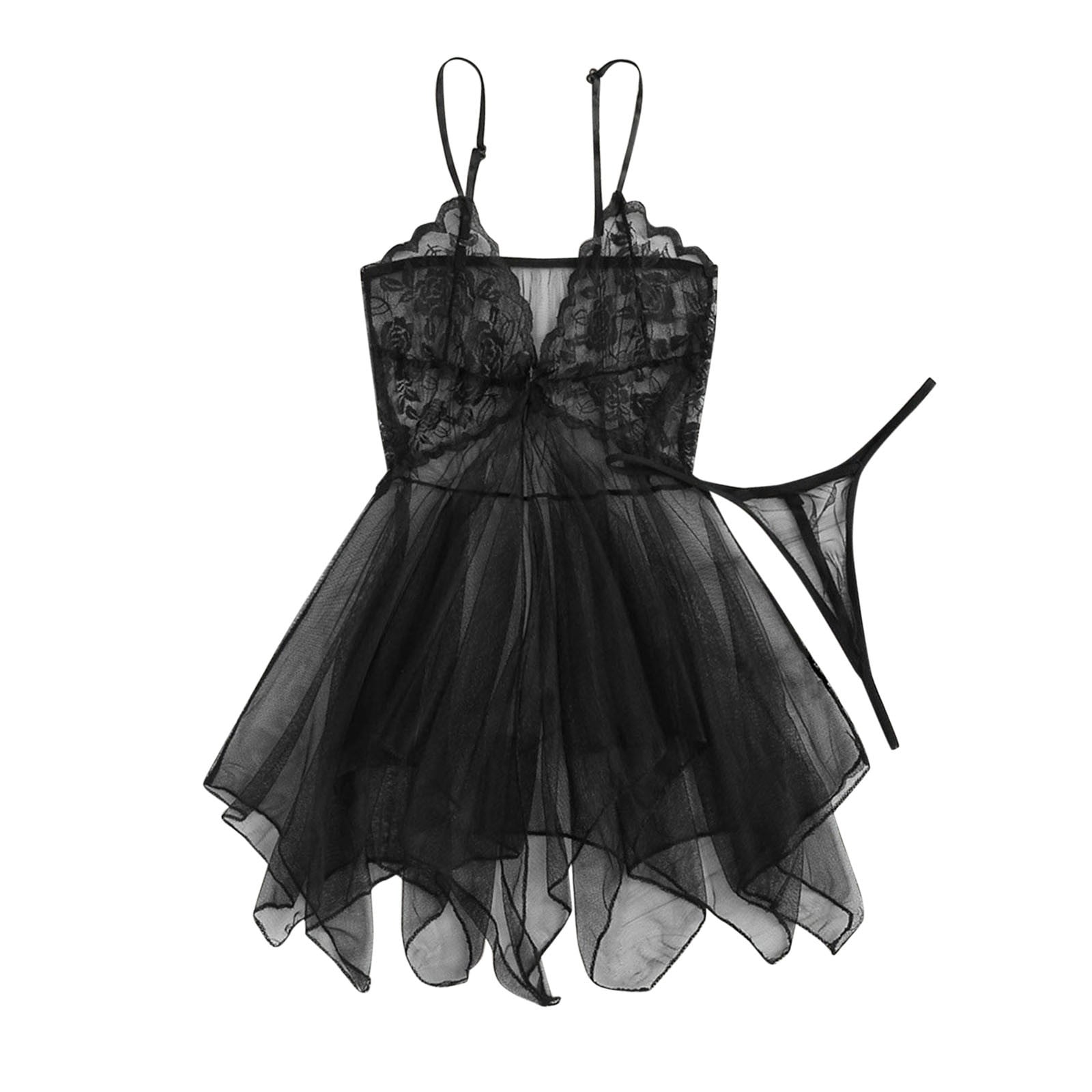 Women's Lingerie Sexy Nightgown 1pc Sexy Sleepwear for Women Black ...