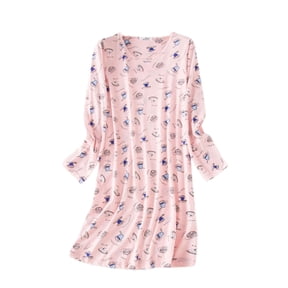 Sakmal Sleep Dress for Women Cotton Cute Night dress Pink Short Sleeve ...