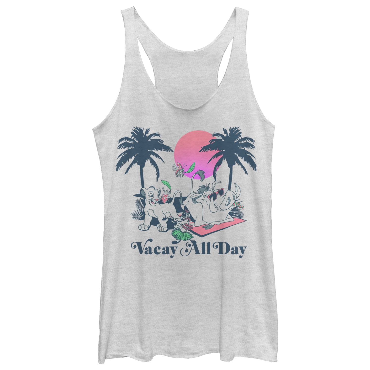 Women's Lion King Vacay All Day Racerback Tank Top White Heather X ...