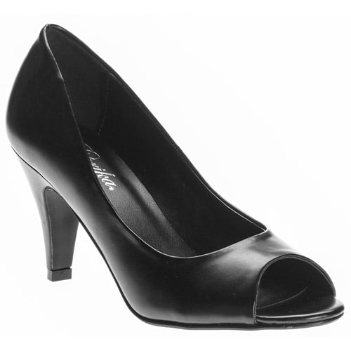 Womens Little Black Peep Toe Pump