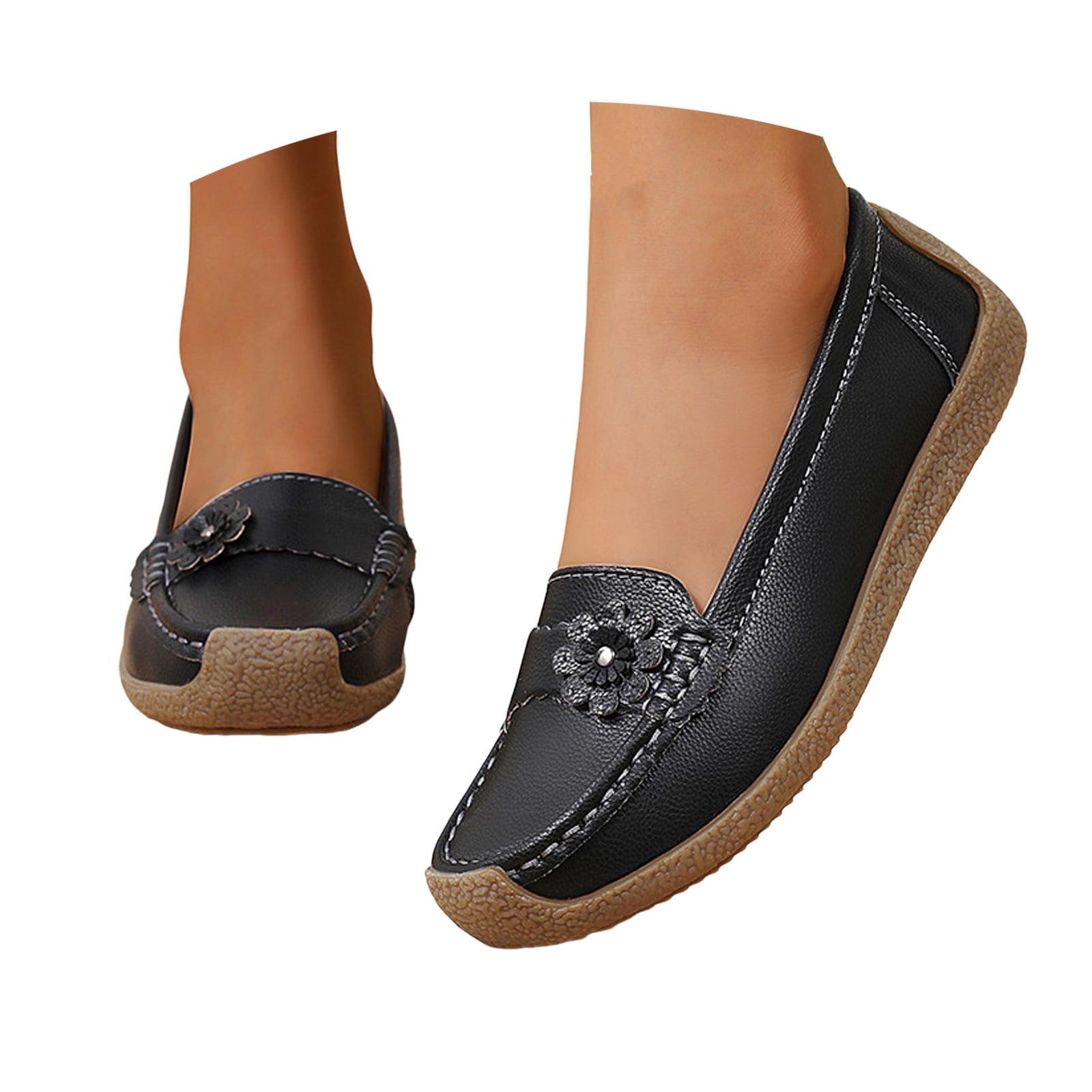 Women's Loafers Comfort Slip on Flat Work Dress Shoes Business Casual ...