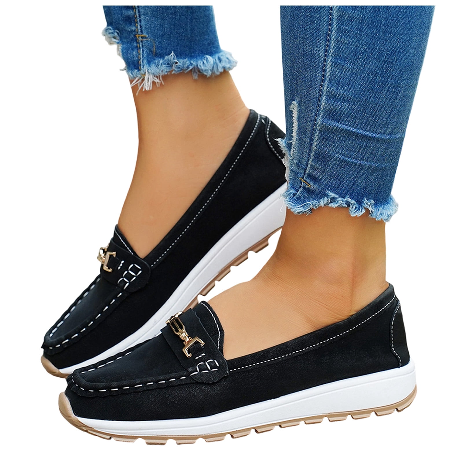 Women's Loafers Slip on Walking Shoes Summer Outdoor Work Driving Shoe ...