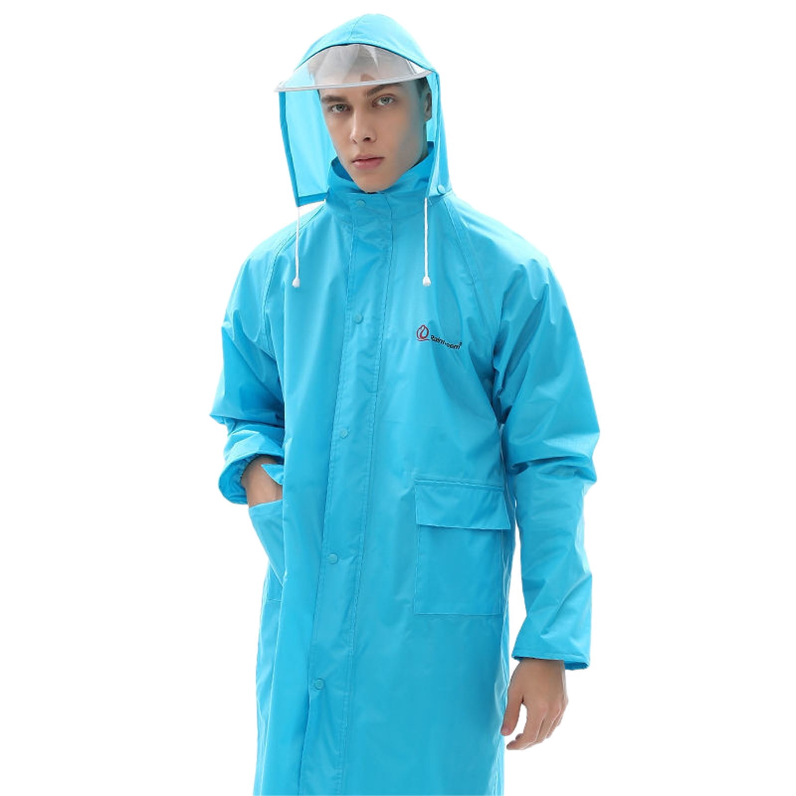 Women's Long Anorak Jacket Windbreaker with Wide Brimmed Hood ...