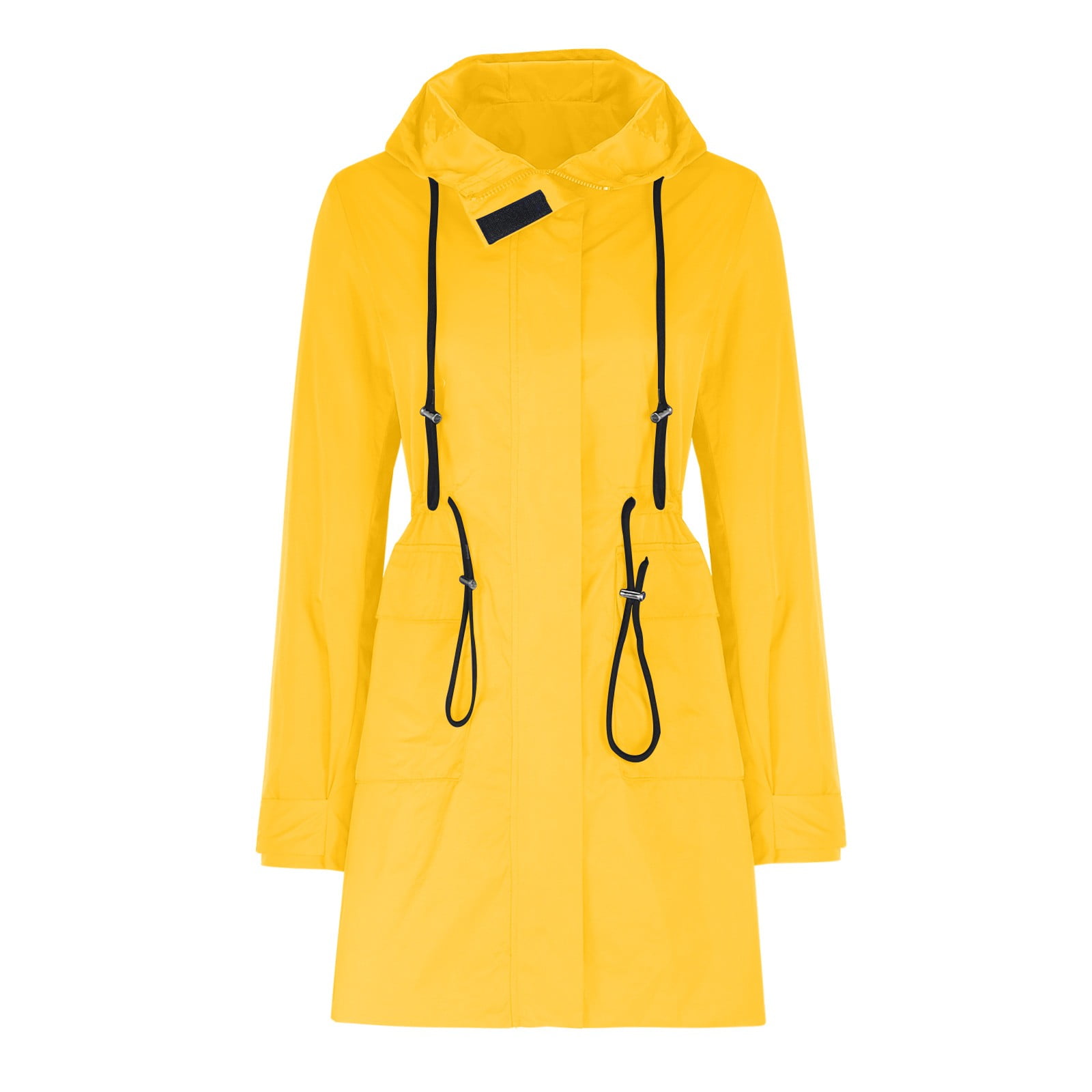 Women's Long Hooded Full Zipper Raincoat Lightweight Waterproof ...