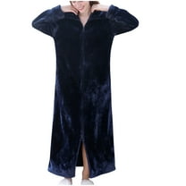 Oksun Womens Full-Length Zip-Up Bathrobe, Plush Fleece Warm Dressing Gown with Pockets, Fuzzy ...