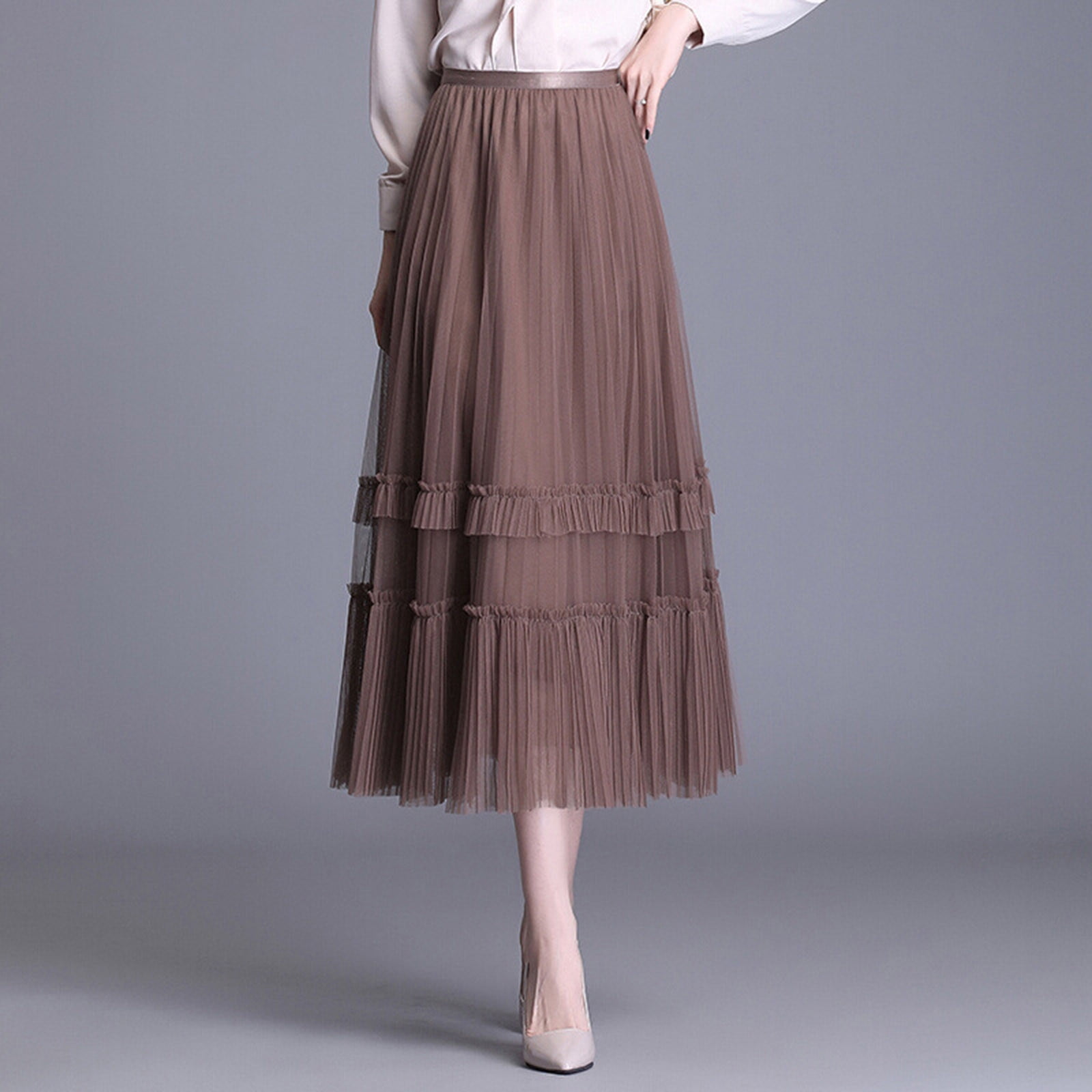 Women's Long Maillard Fall Skirt Elegant High Waist Party Wedding ...