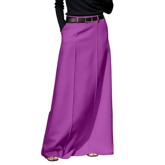 Women's Long Maxi Skirt Elegant High Waist H Line Long Straight Maxi ...