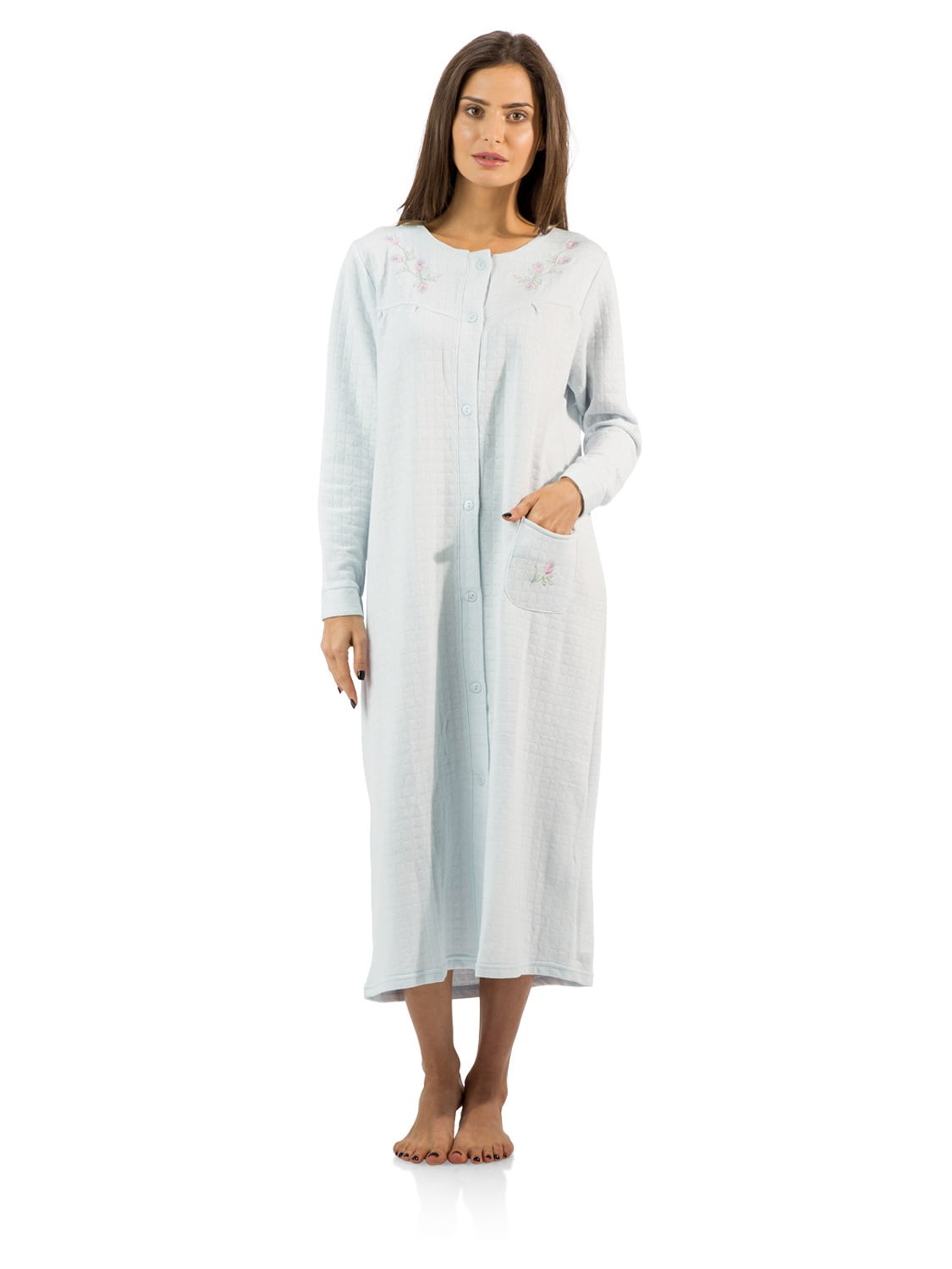 Women's Long Quilted Robe House Dress - Blue - Medium - Walmart.com