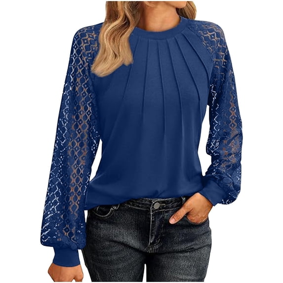 Women's Long Raglan Sleeve Top With A Round Neckline, Vertical Pleats ...