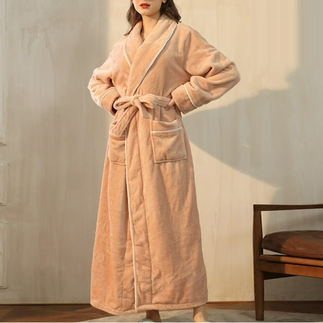 Women's Long Robe Plus Size Fuzzy Fleece Housecoat Maxi Full Length Plush Flannel Soft Long ...