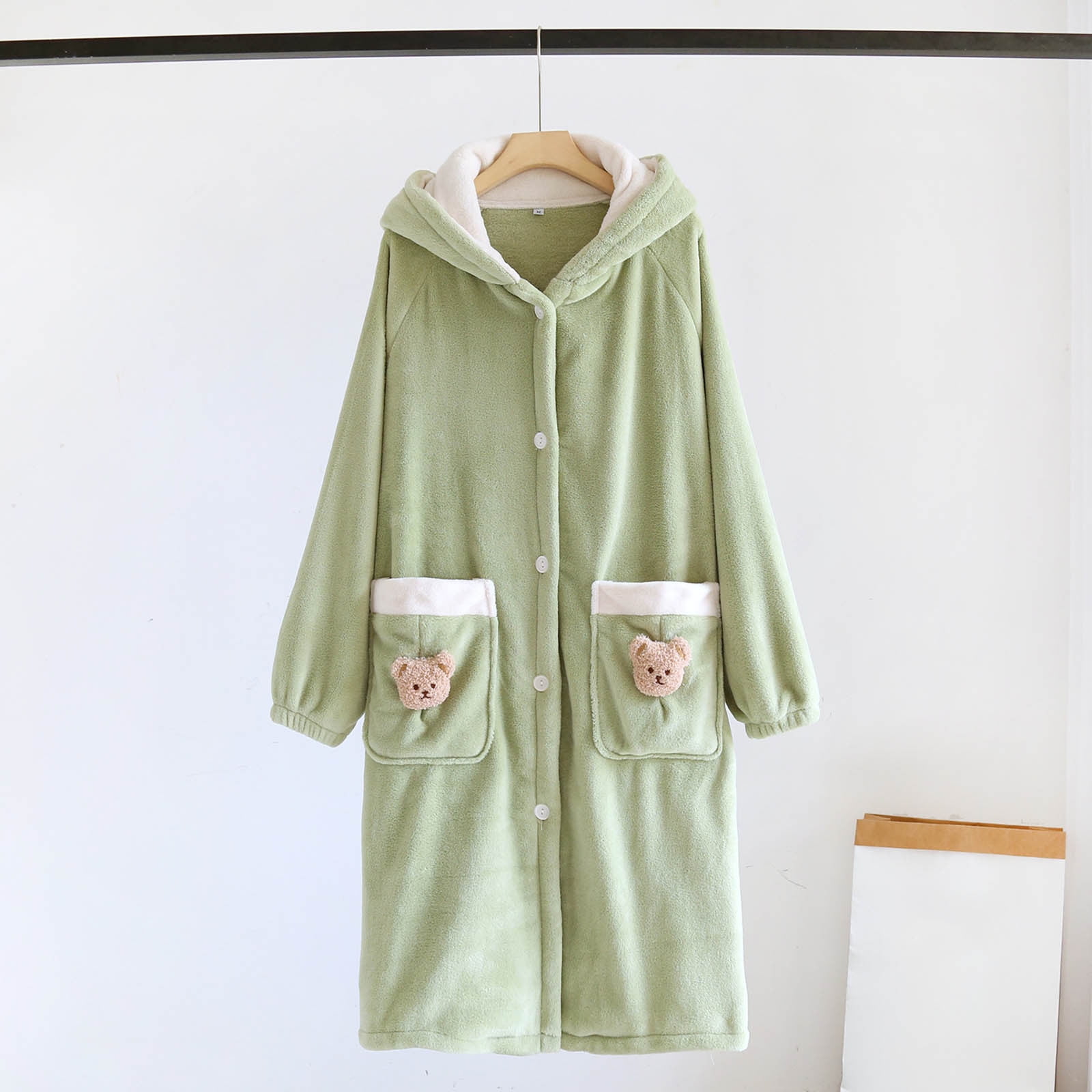 Women's Long Sleeve Cardigan Robe with V-Neck and Pockets for Cozy ...