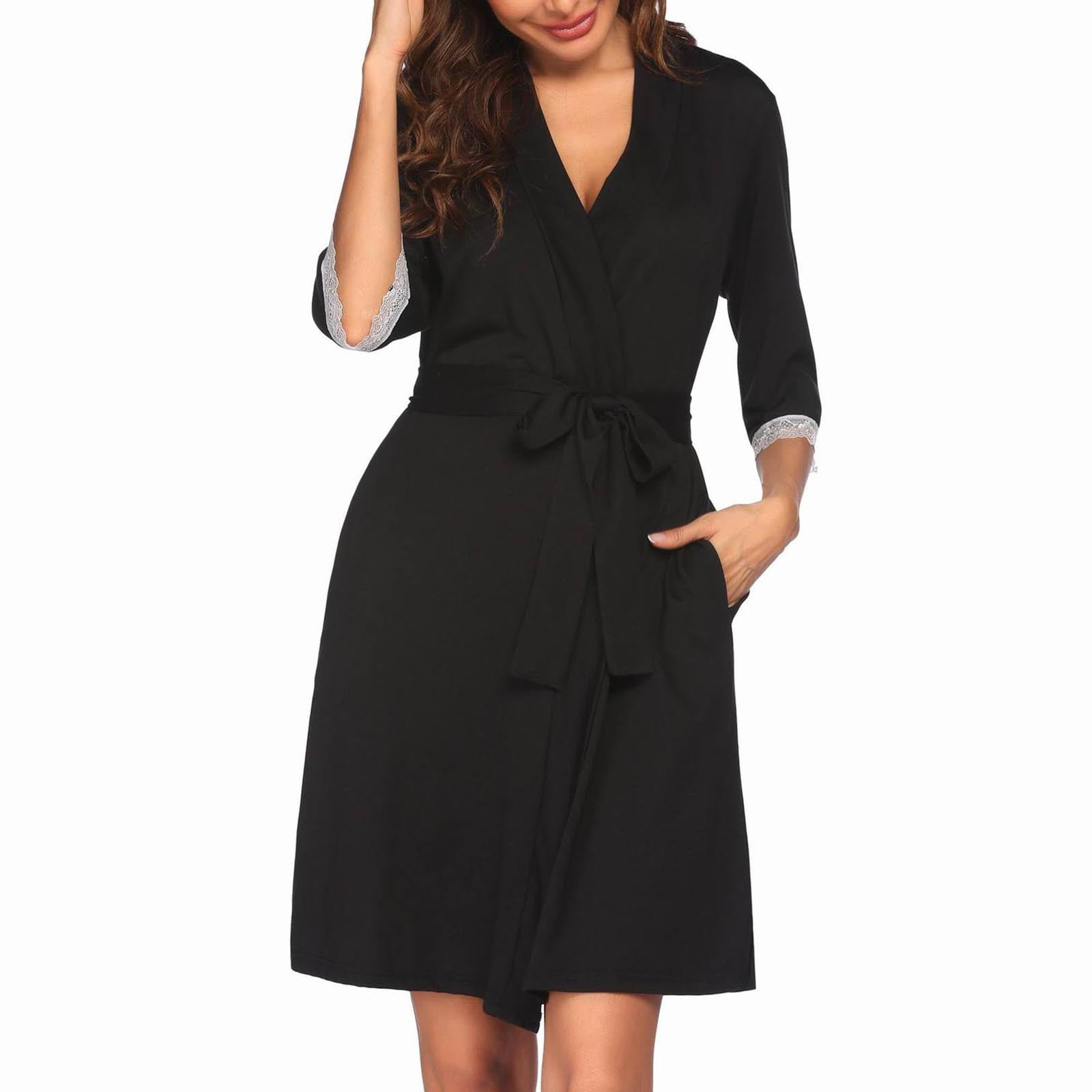 Women's Long Sleeve Casual Cardigan Robe Lightweight Full Length ...