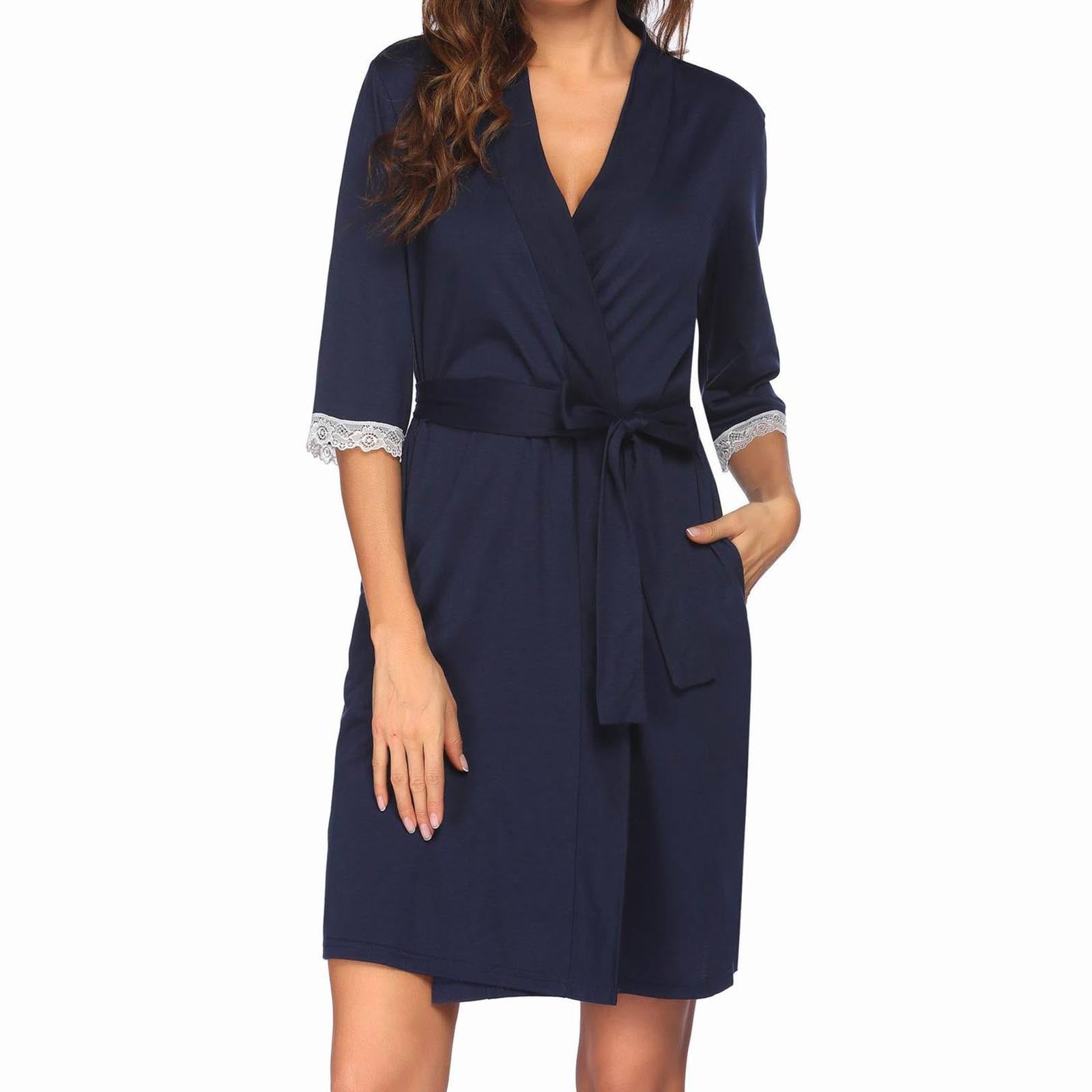 Women's Long Sleeve Casual Cardigan Robe Lightweight Full Length ...
