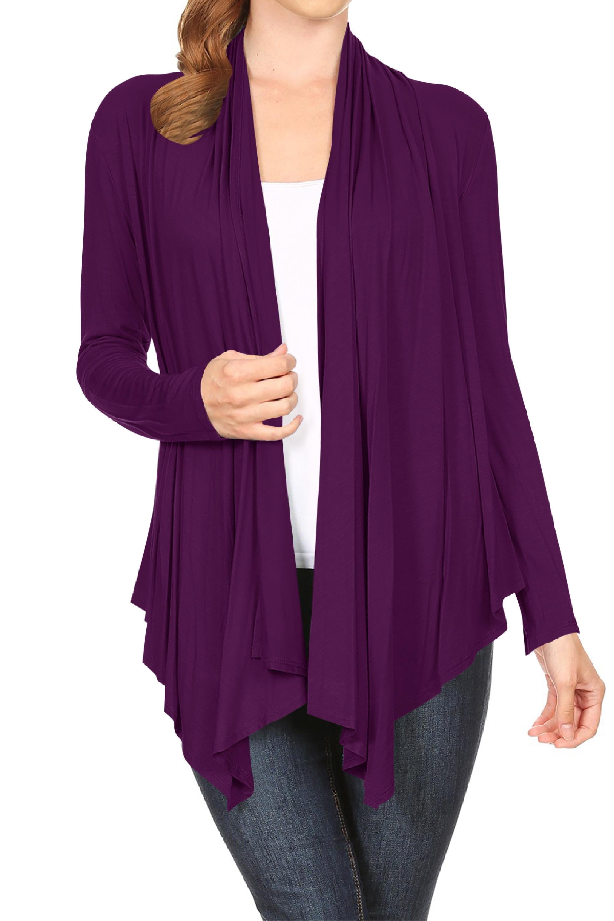 Women's Rayon Long Sleeve, Draped Neck, Open Front, Waist Length Solid ...