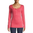 Women's Long Sleeve Henley Rib T-Shirt - Walmart.com