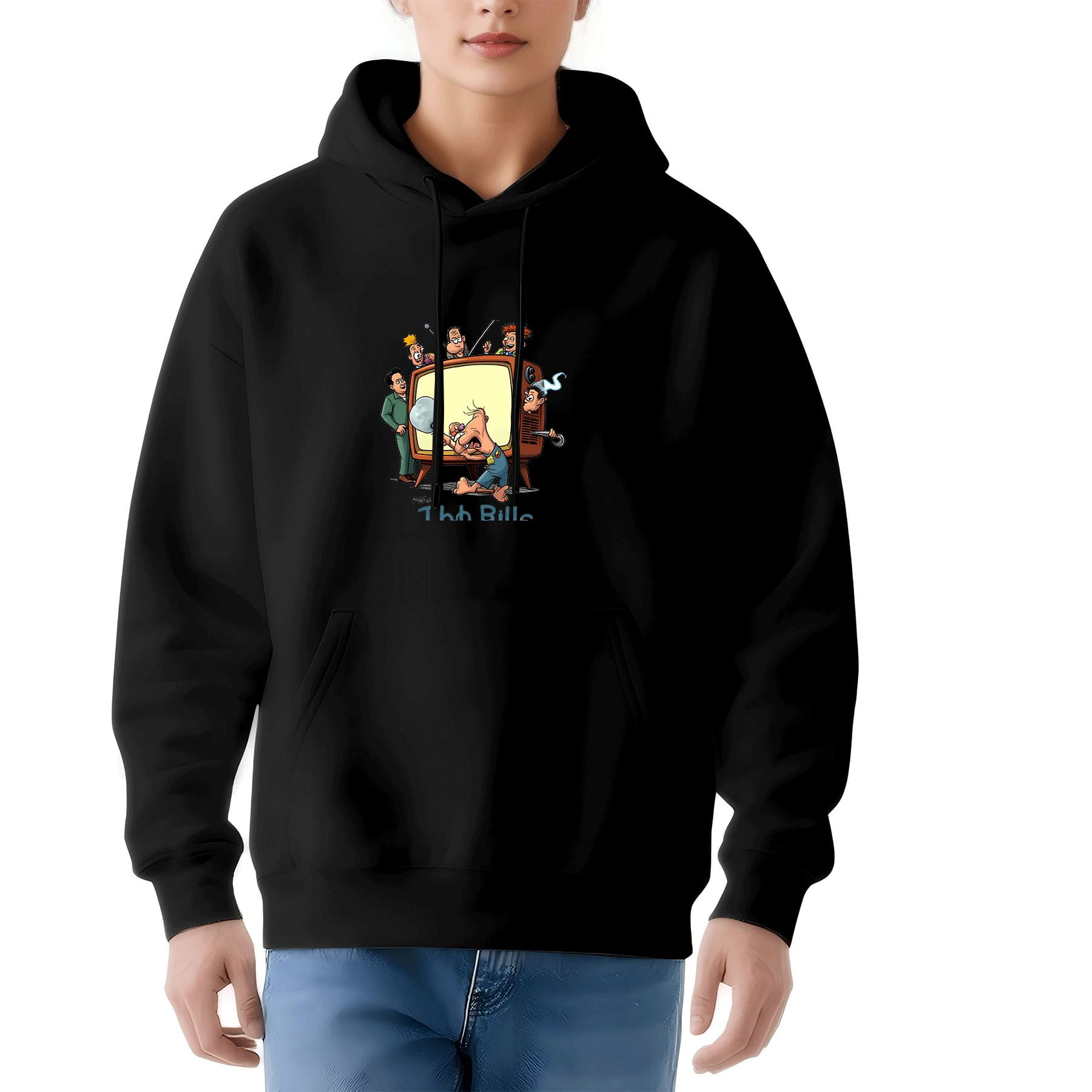 Women's Long Sleeve Hoodie Pullover Sweatshirt with Cartoon Vintage TV ...