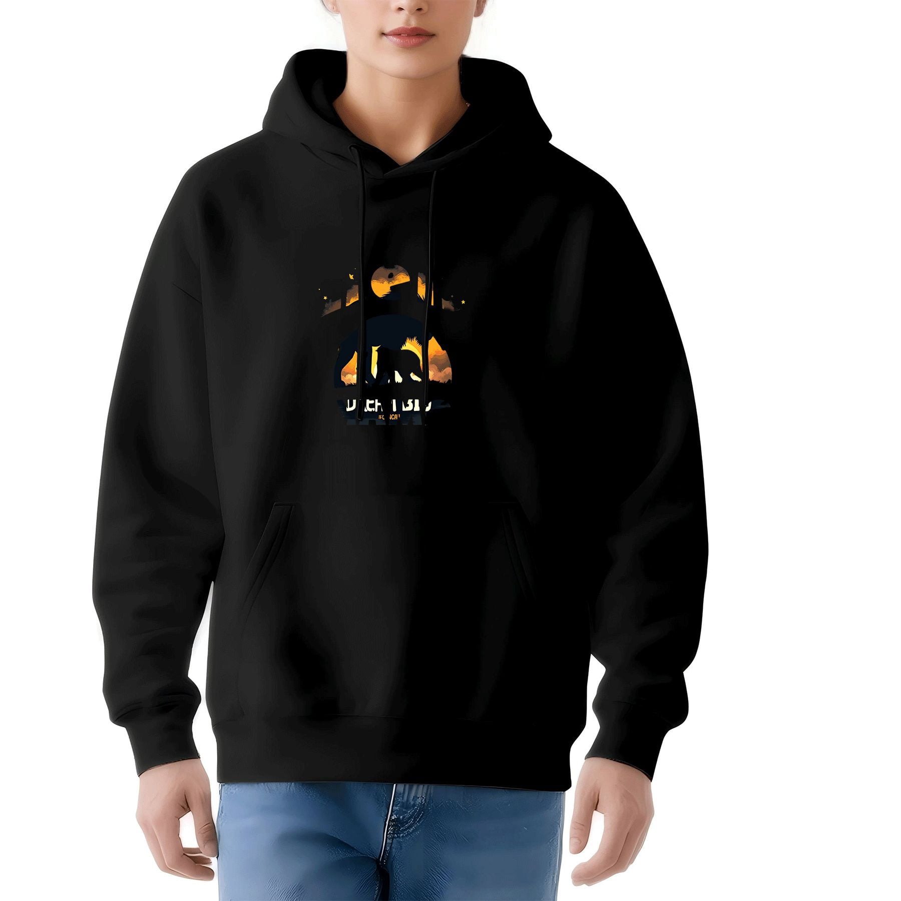 Women's Long Sleeve Hoodie Pullover with Bear & Flame Graphic Relaxed ...