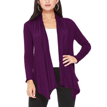 Women's Jersey Short Sleeve Solid Open Front Draped Casual Work Office ...