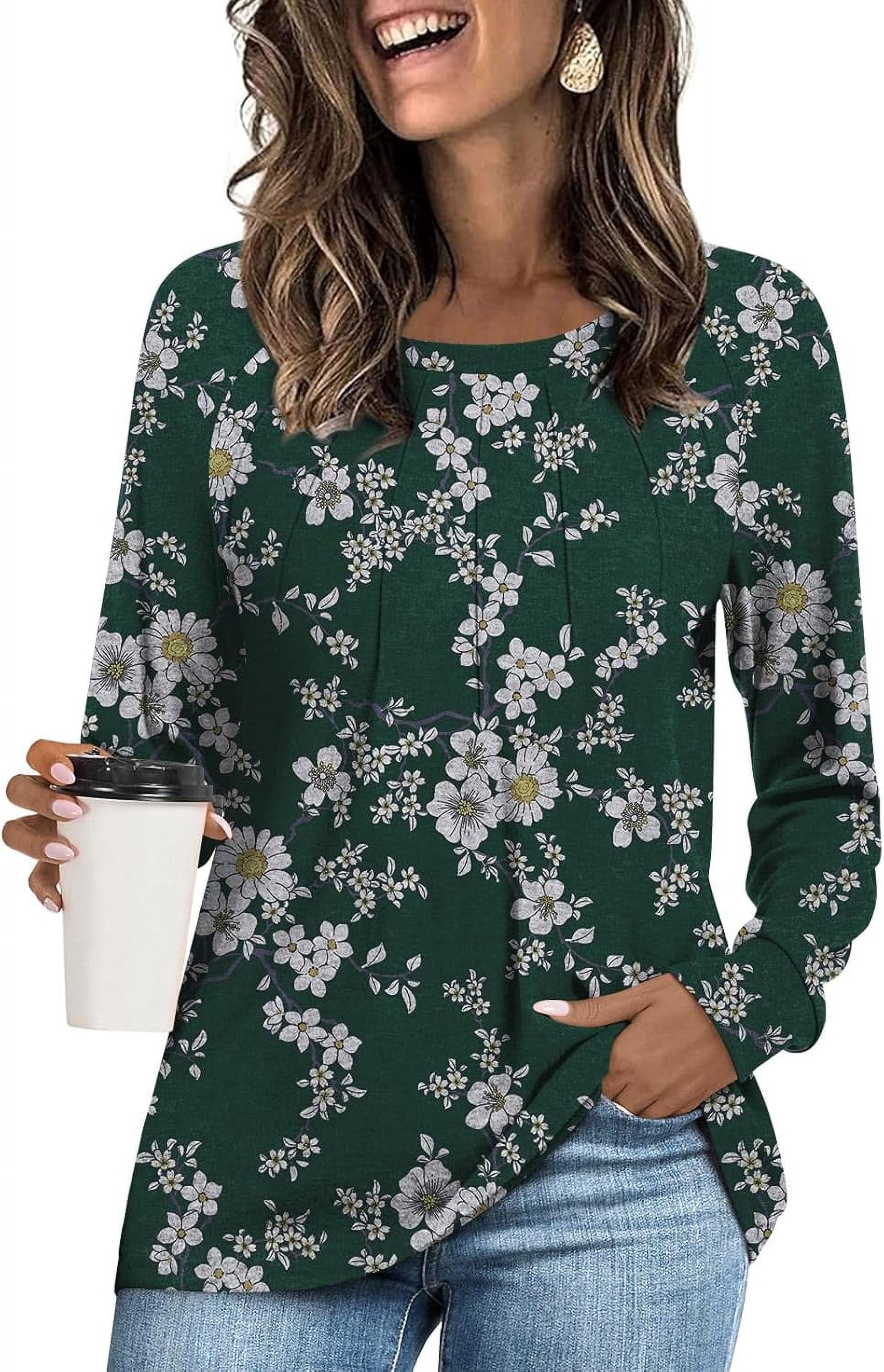 WUJINXIA Women's Long Sleeve Shirts Casual Tops Dressy Blouses Fashion ...