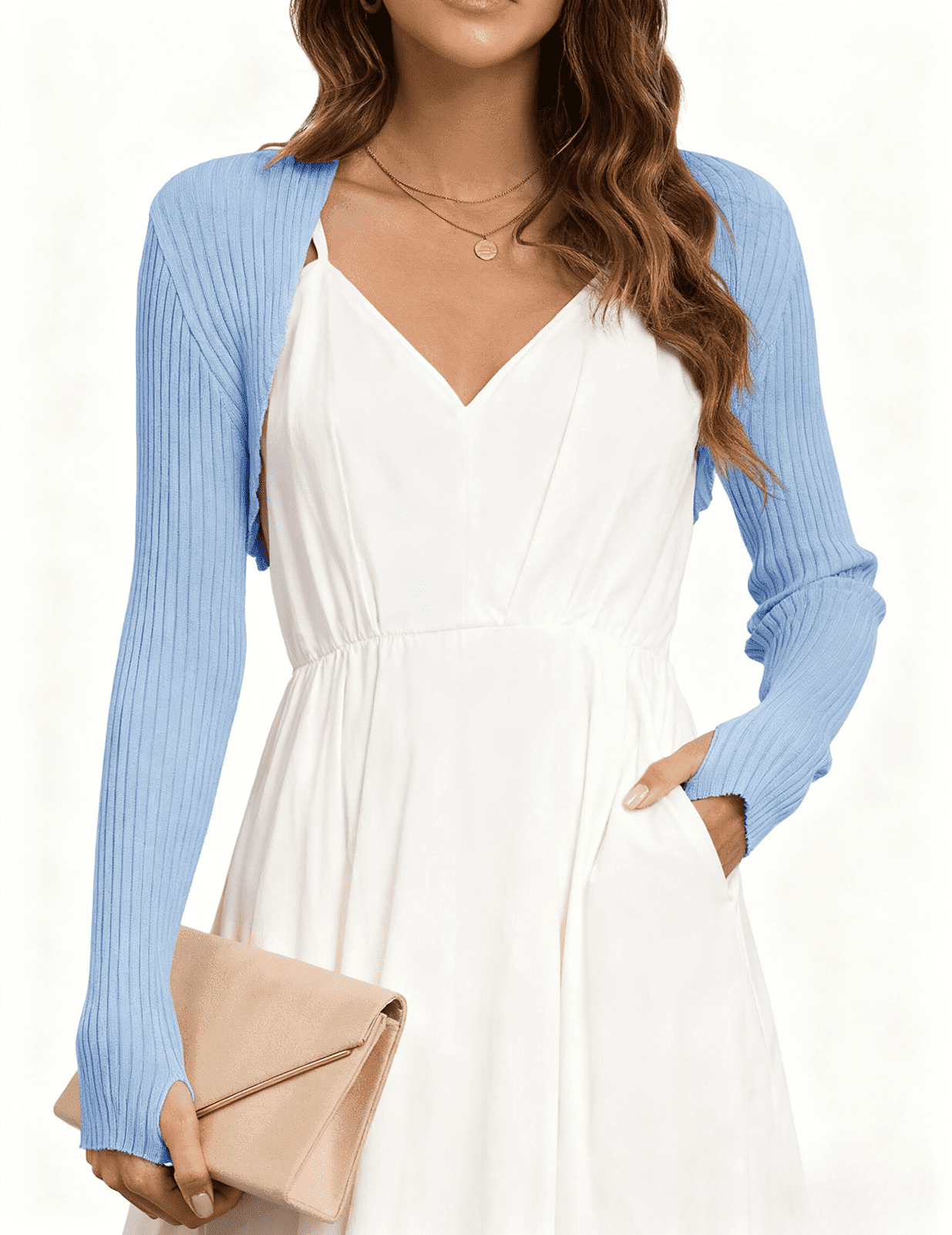 Women's Long Sleeve Shrug Sweaters Knit Bolero Shoulder Open Cropped ...