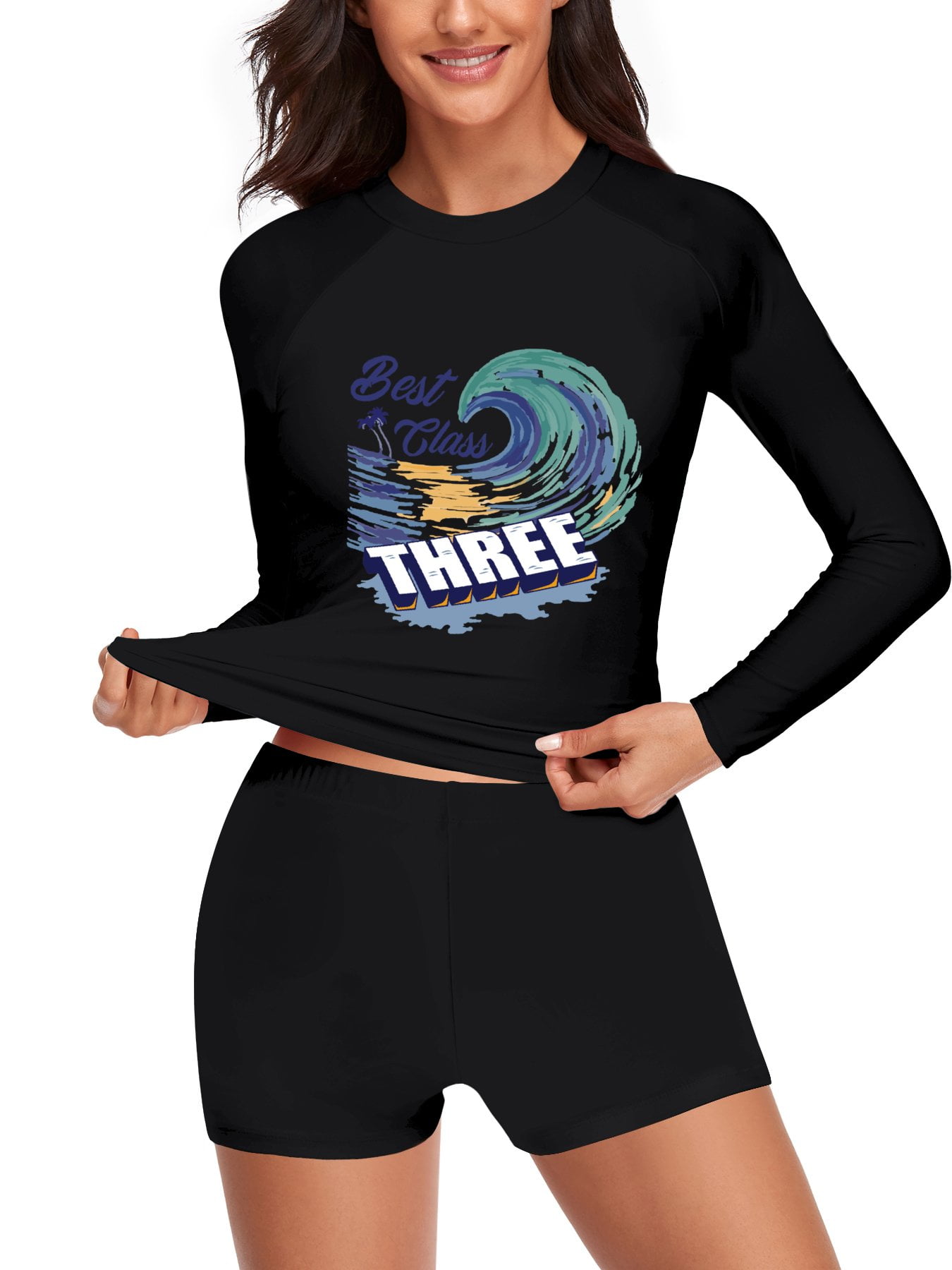 Women's Long - Sleeve Surf Cycling Suit Set - "Best Class Three" Wave ...