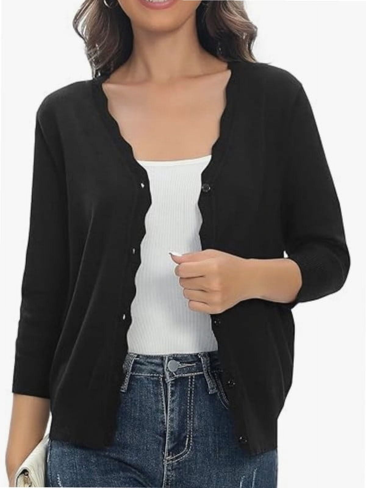 Women's Long Sleeve V-Neck Button Down Cardigan Shrugs Sweater ...