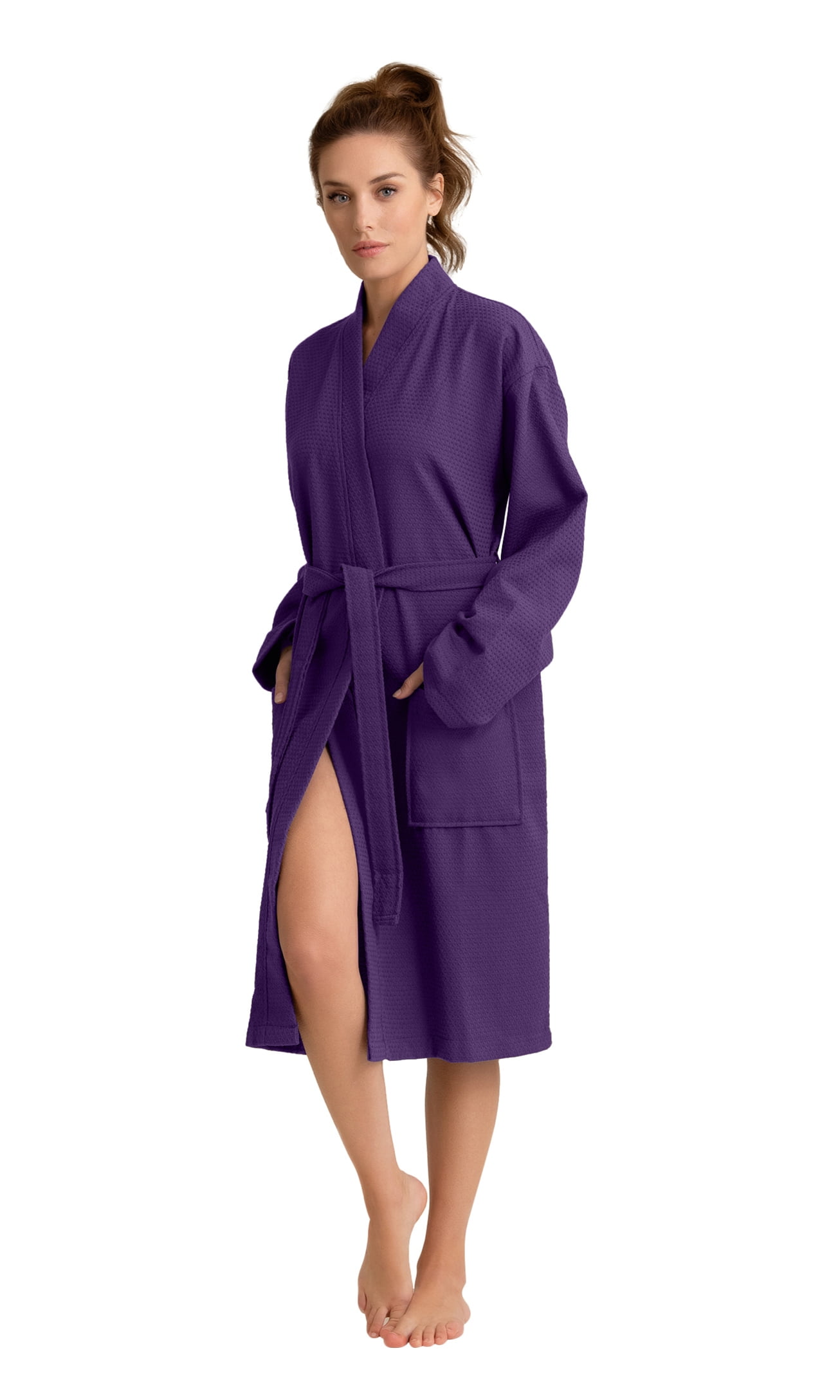 Women’s Long Waffle Robe - Lightweight 100% Cotton - Walmart.com