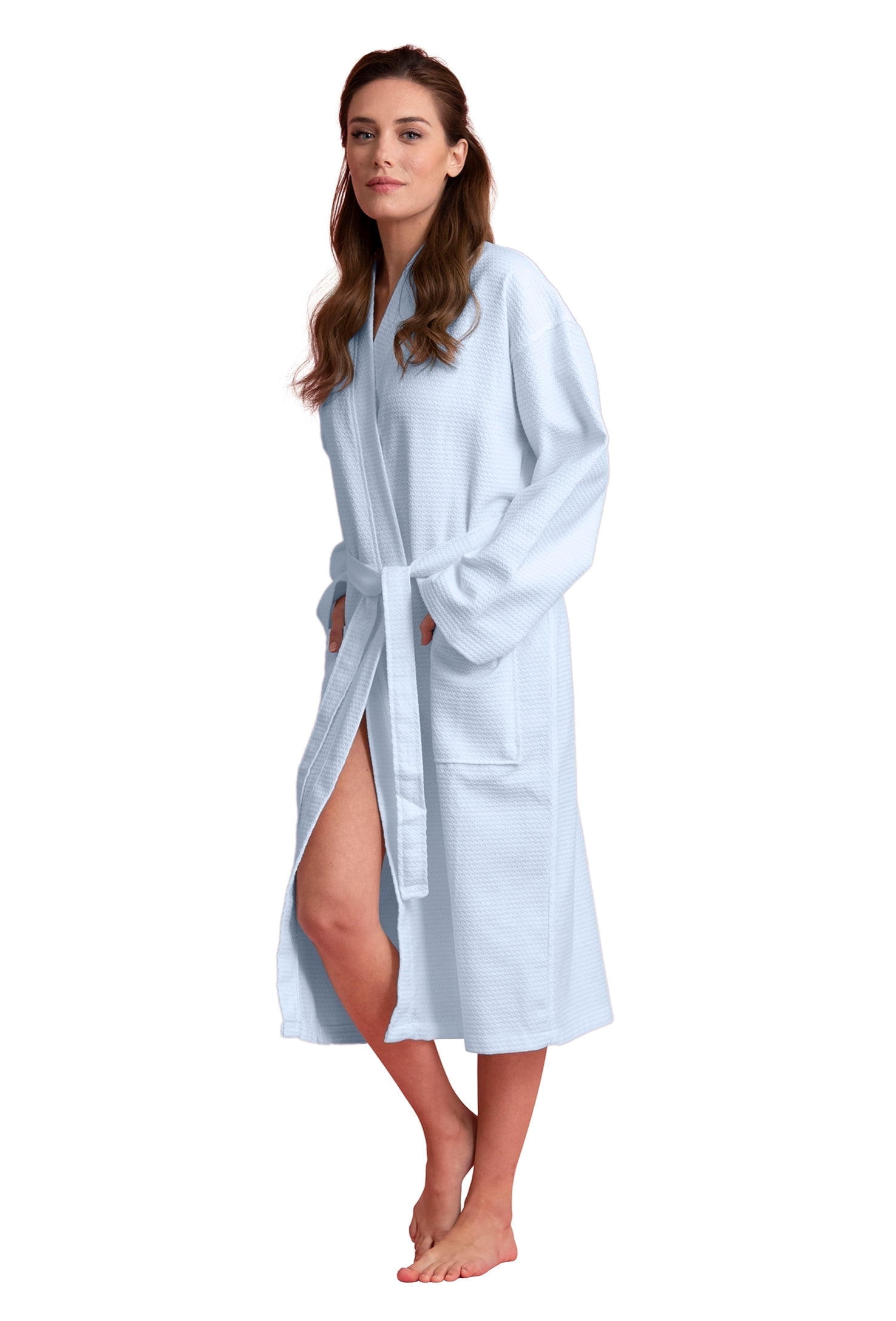 Women’s Long Waffle Robe - Lightweight 100% Cotton - Walmart.com