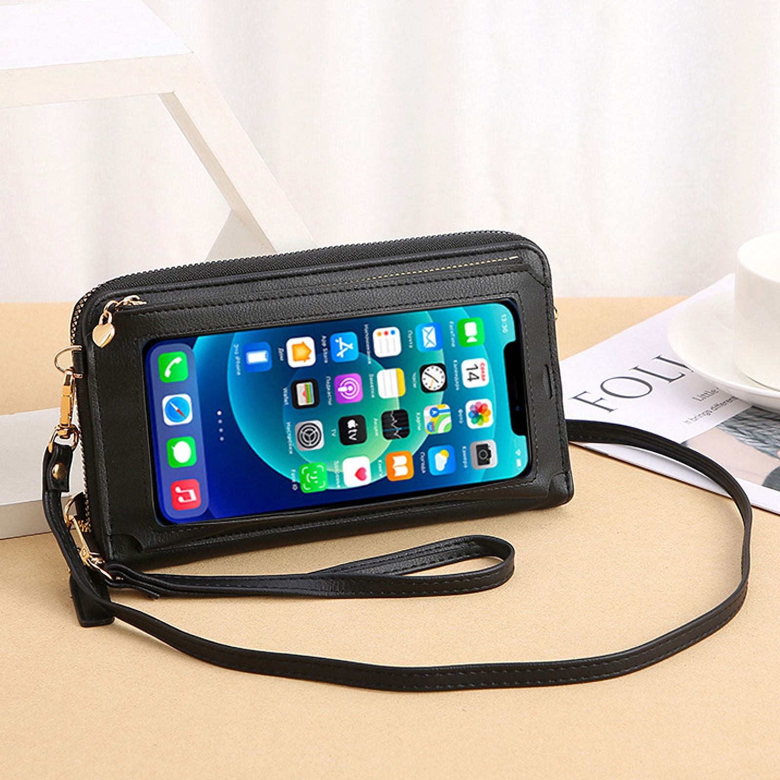 Women's Long Wallet Minimalist Touchscreen Wrist Phone Bag Zero Wallet ...