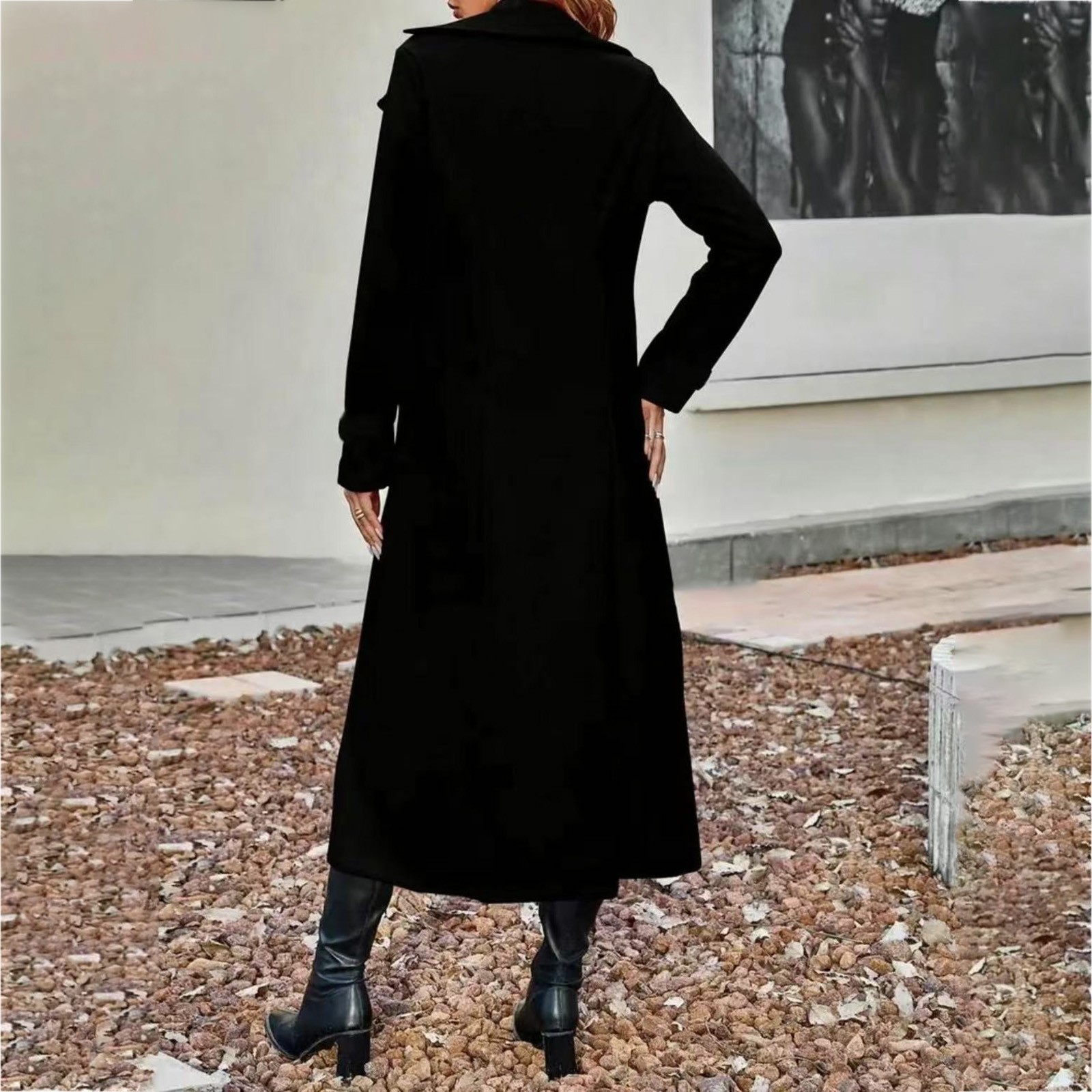 Women's Long Wool Blend Coat, Classic Double Breasted Trench Coat ...