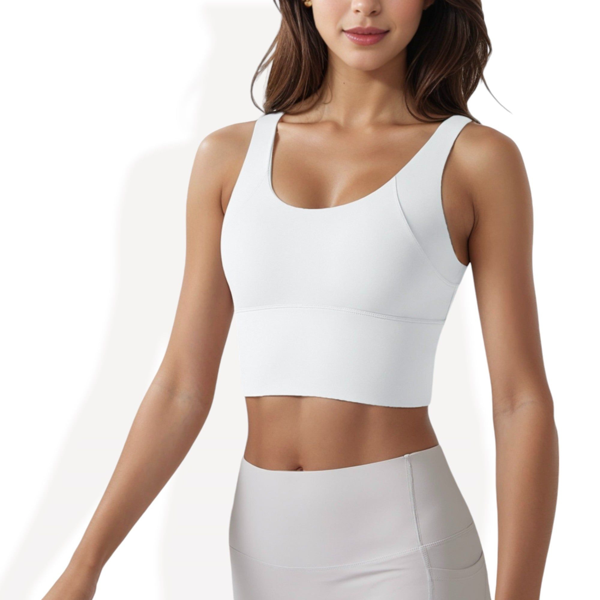 Women's Longline Sports Bra with Wide Straps and Scoop Neck- Large ...