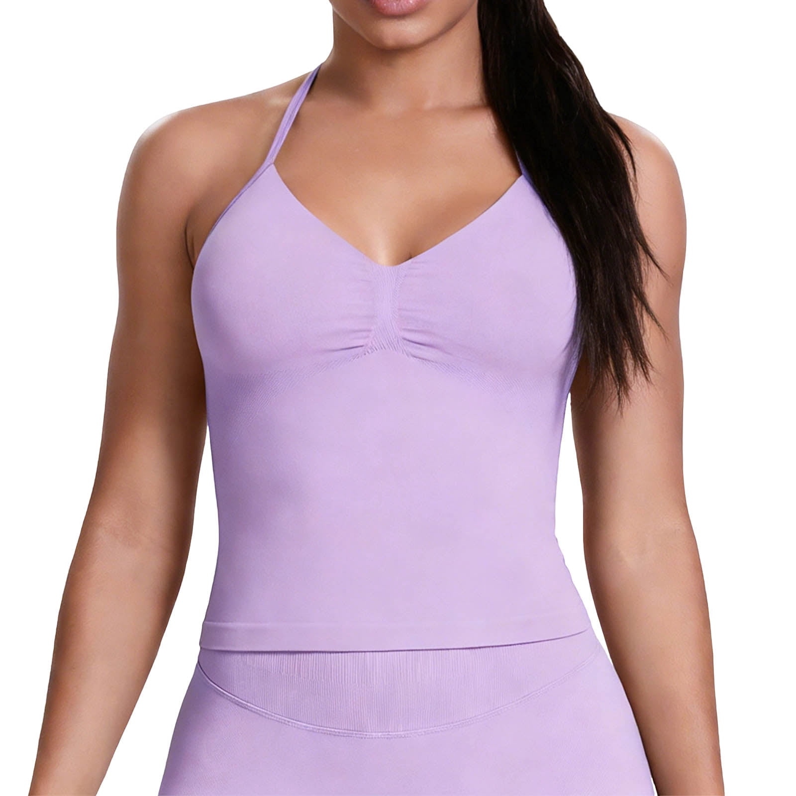 Women’s Longline Strappy Sports Bra Workout Top with Built-in Bra Gym ...