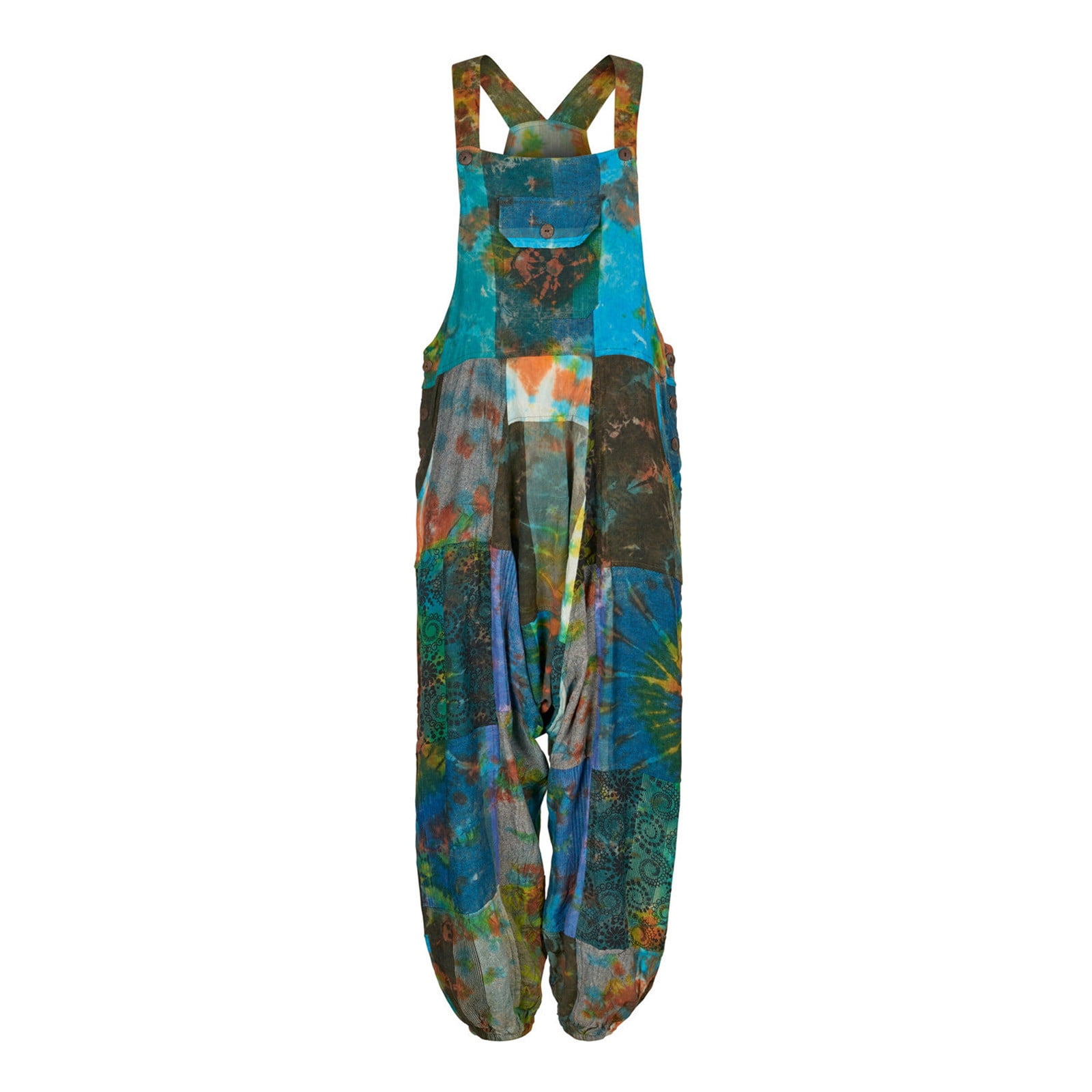 Women's Loose Baggy Suspender Jumpsuit Boho Sleeveless Drop Crotch ...