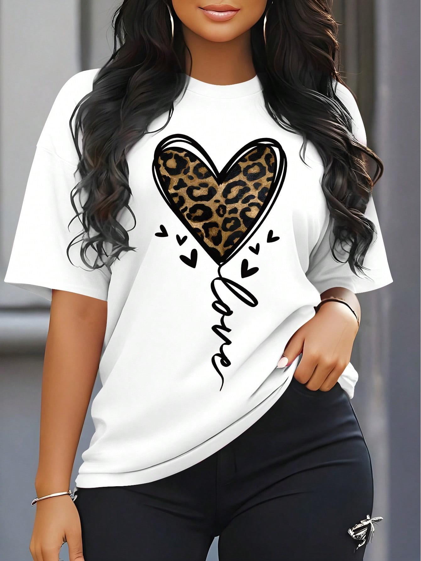 Women's Loose-Fit Casual Drop Shoulder T-Shirt With Printed Design ...