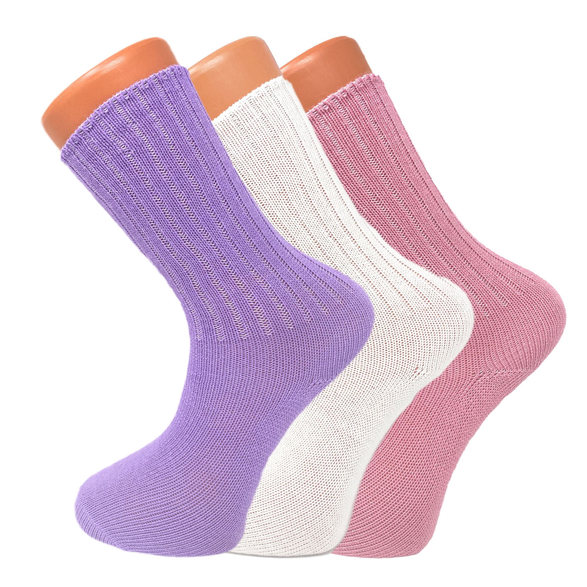 Women's Loose Fit Crew Socks 3-Pack - Acrylic Soft Comfort Socks (shoe ...
