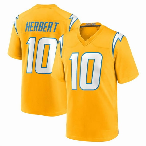 Women's Los Angeles C Herbert 10 Gold Sports Player Game Stitched Name ...
