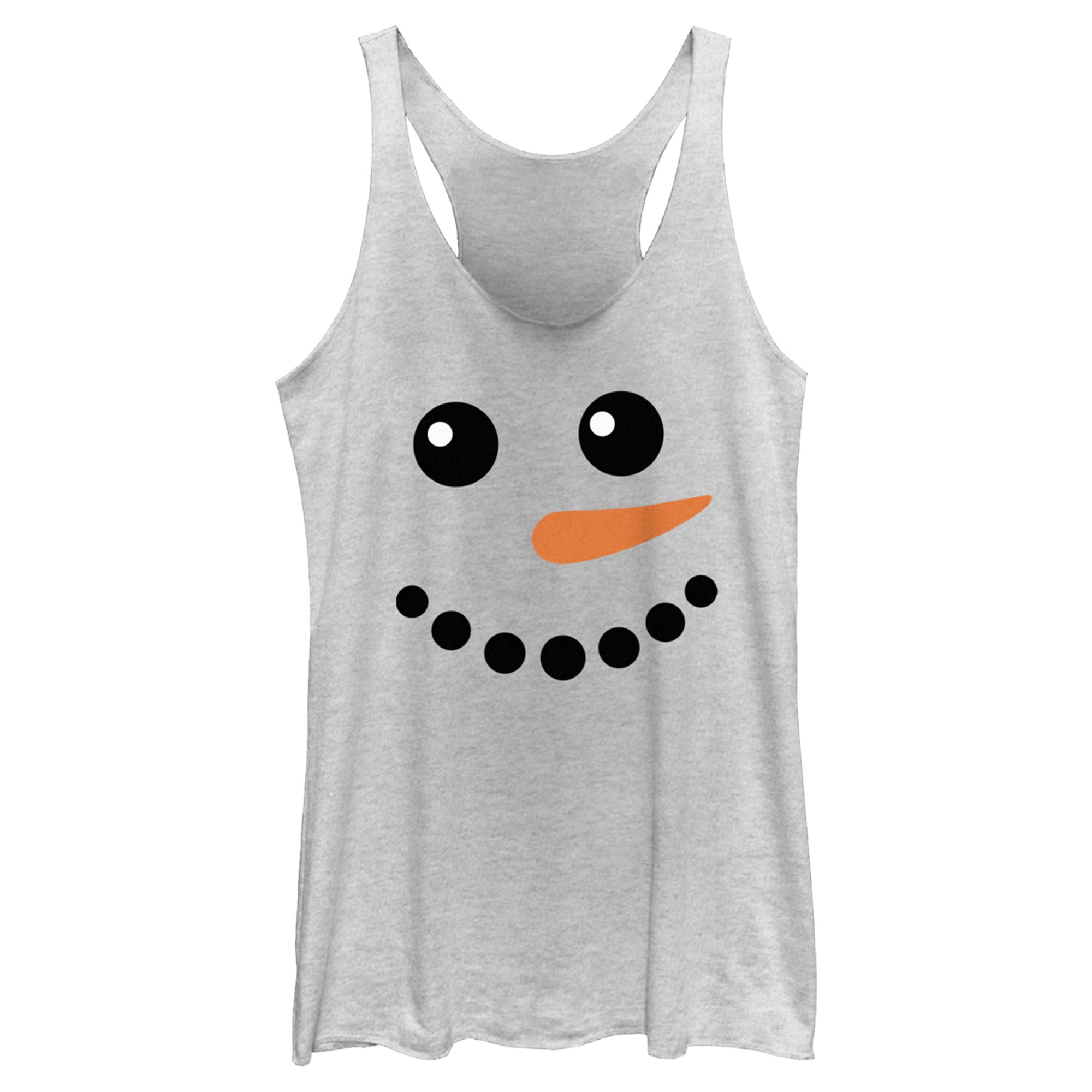Women's Lost Gods Snowman Face Racerback Tank Top White Heather Medium ...