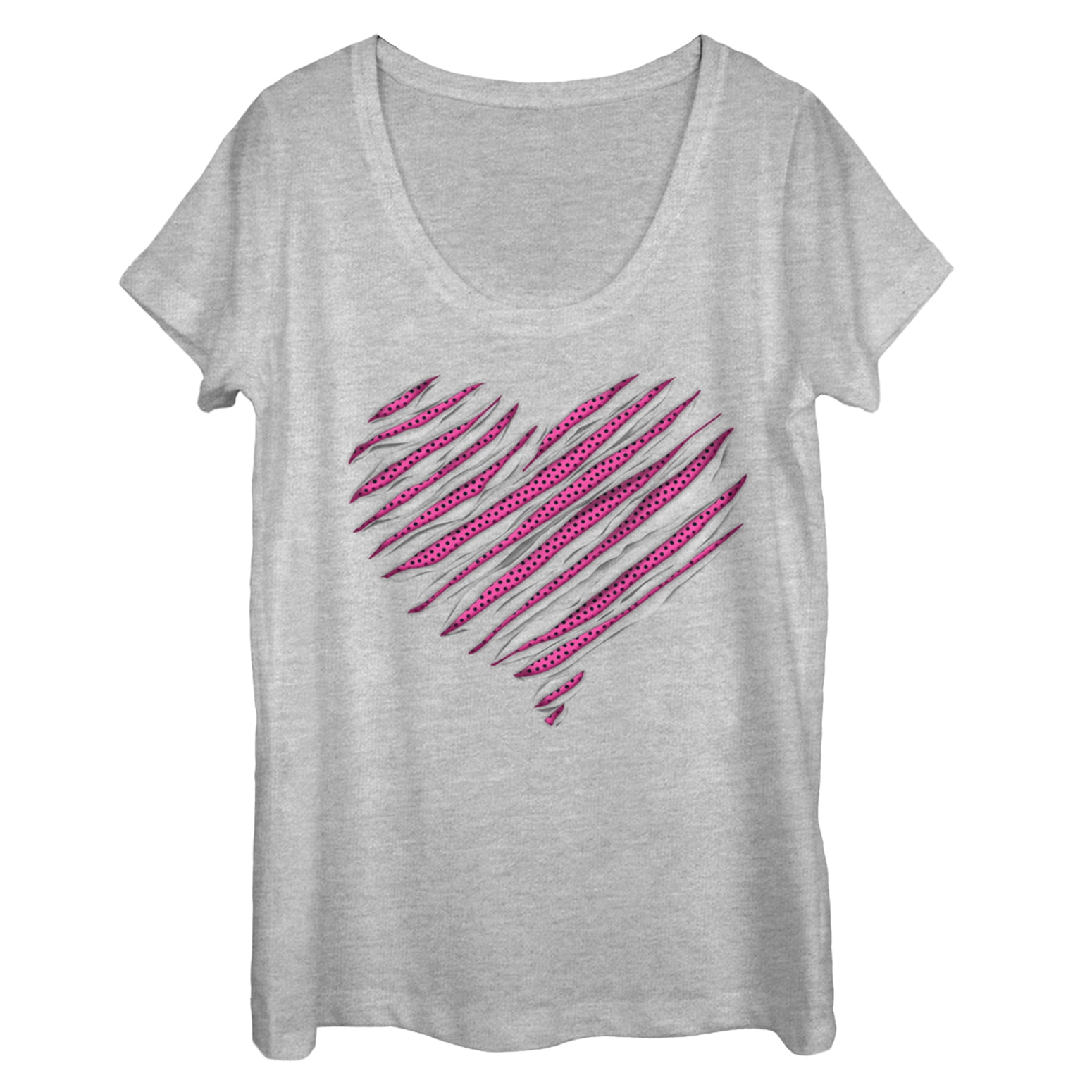 Women's Lost Gods Valentine's Day Shredded Heart Scoop Neck Athletic ...