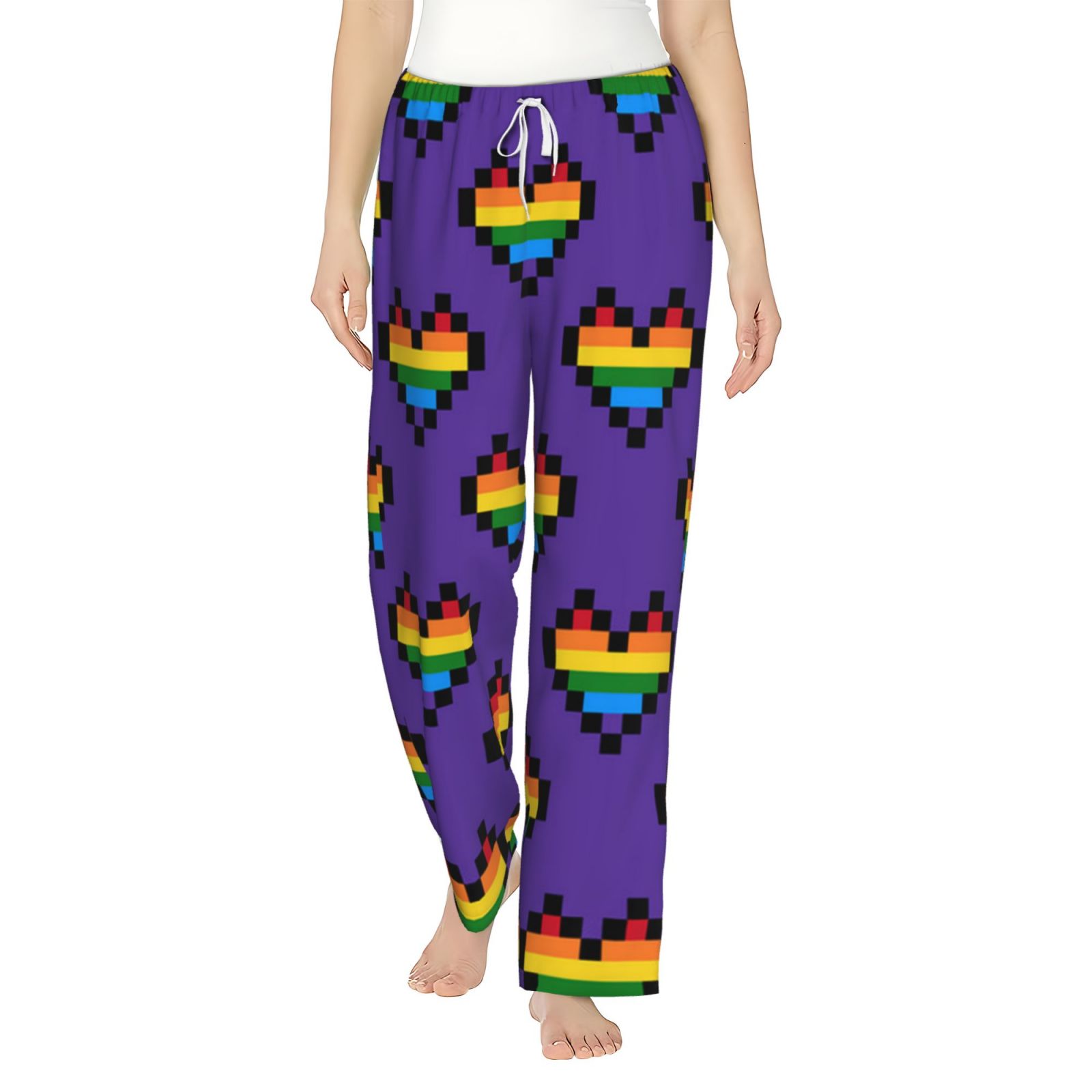 Women's Lounge Pajama Pants Bottoms Casual Loungewear, Rainbow Heart ...