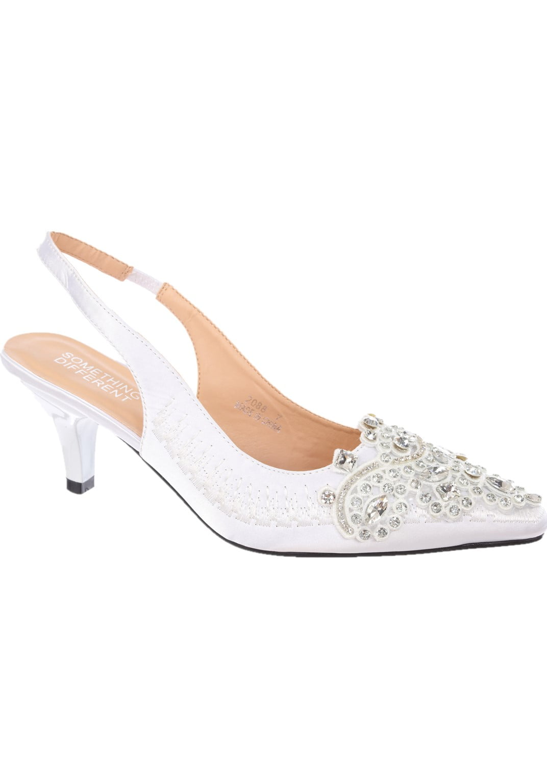 Women's Low Heel Closed Toe Slingback Pumps Rhinestone Comfortable ...