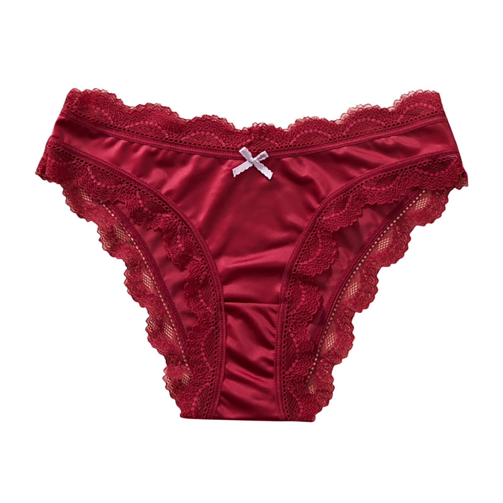 Women's Low Rise Lace & Satin Thong Silky Cheeky Underwear Elegant Comfortable Sexy Lingerie ...