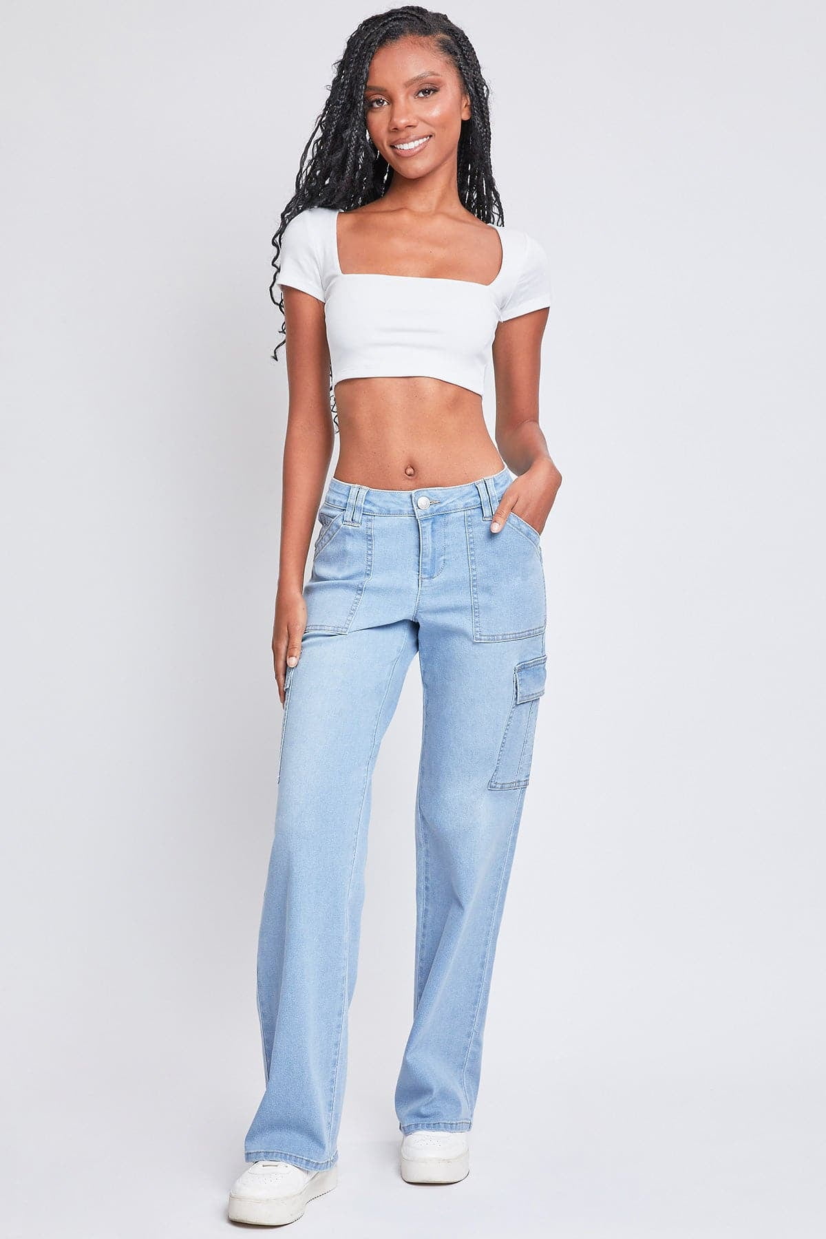 Women's Low Rise Relaxed Cargo Jeans - Walmart.com